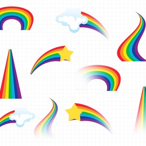 Colorful Rainbow Clipart Set, Rainbow Vector Graphics, Commercial Use ...