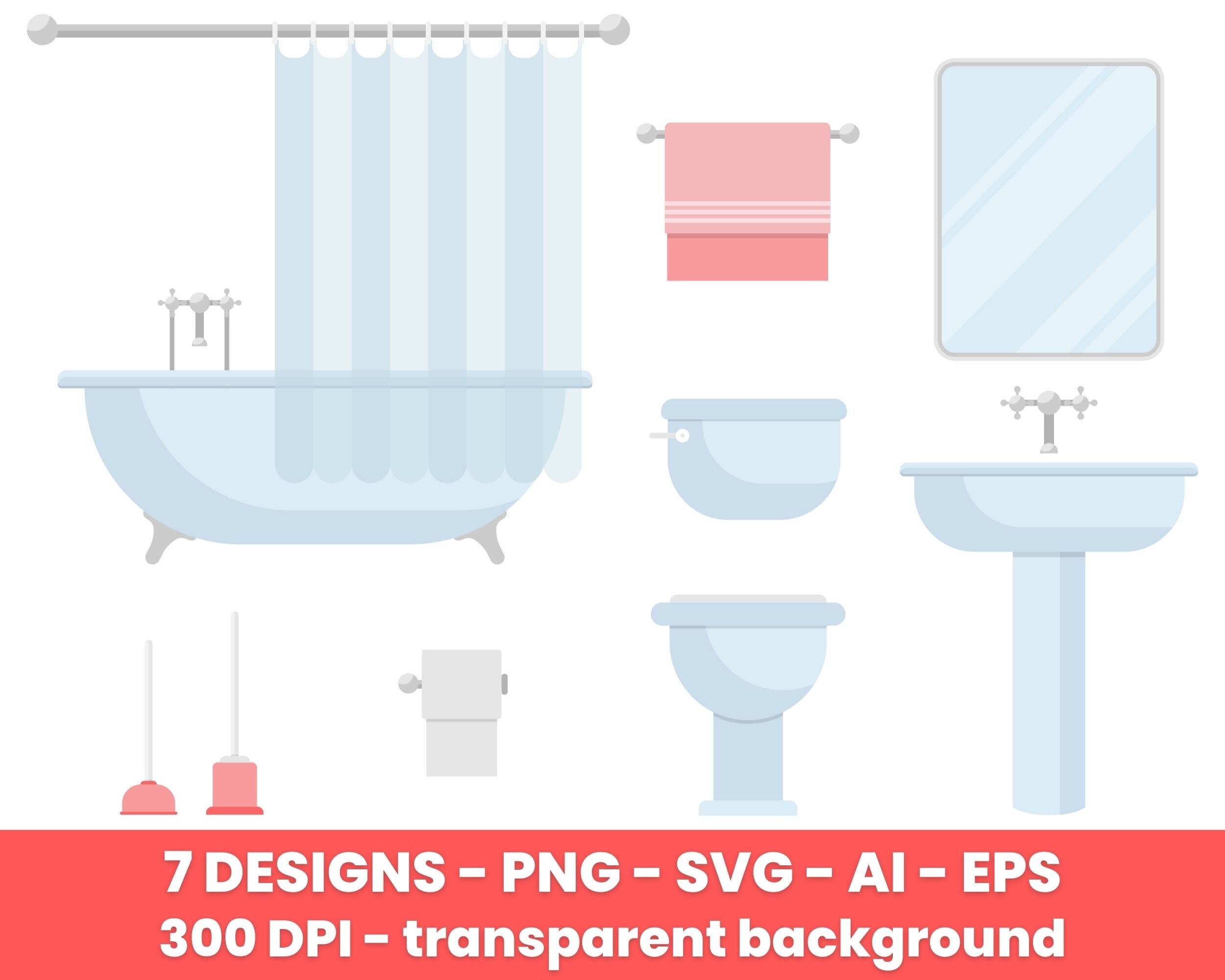 Bathroom Equipment Clipart Set. Digital Images or Vector Graphics for ...