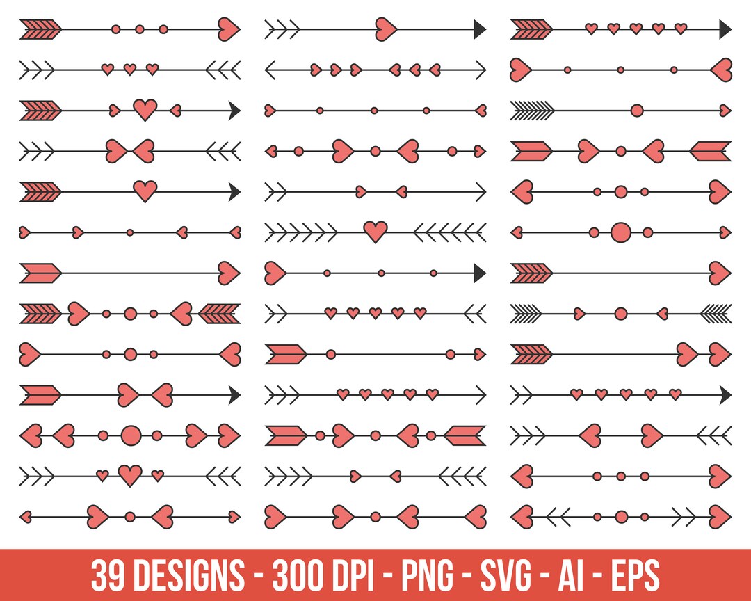 Hand Drawn Arrows Clipart, Love Clip Art, Heart Arrow – Clip Art ...
