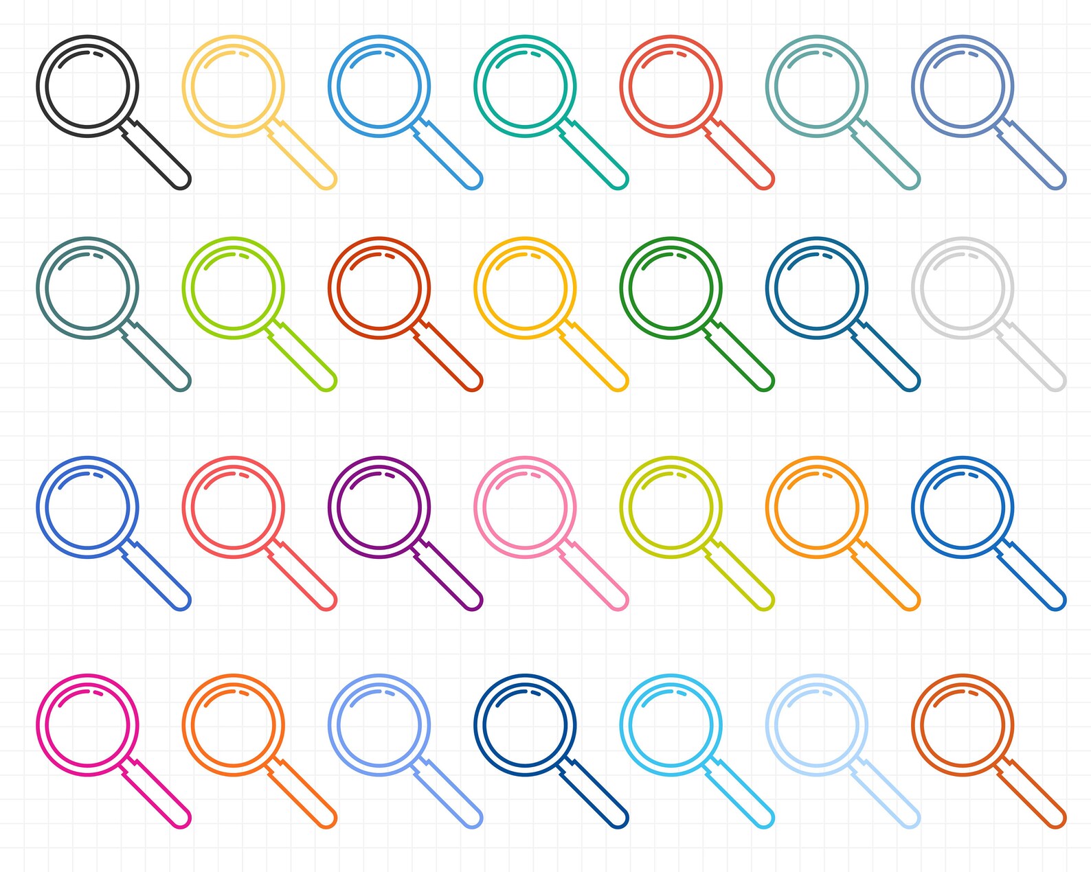 Magnifying Glass Clipart Set, Vector Graphics, Commercial Use, Digital ...