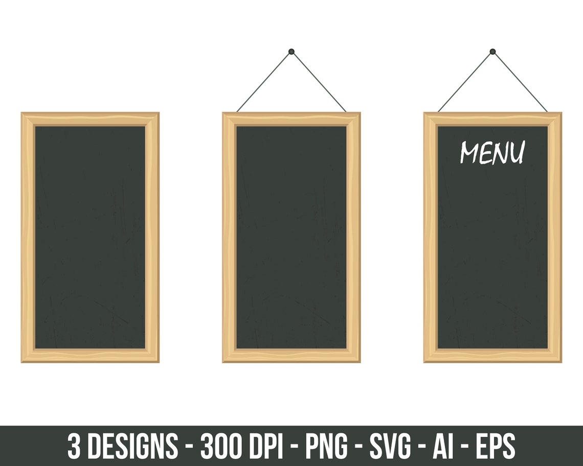 Menu Chalkboard With Wooden Frame Clipart Set. Digital Images - Etsy