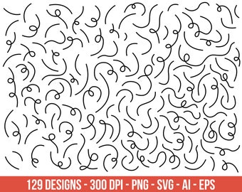 Hand Drawn Dotted Lines Clipart Curve Line Clip Art | Etsy