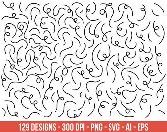 Hand Drawn Dotted Lines Clipart Curve Line Clip Art | Etsy