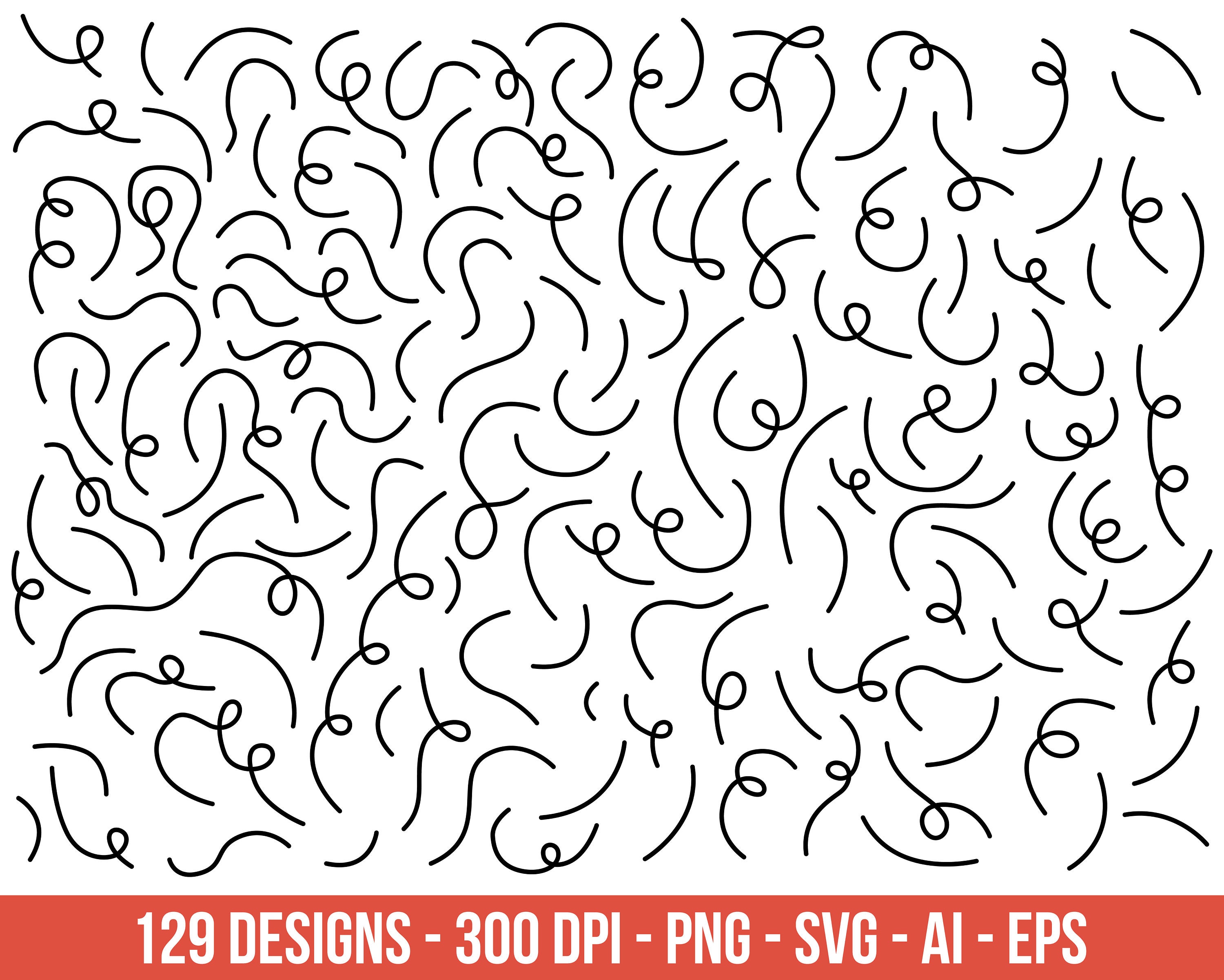 Hand Drawn Lines Clipart, Curve Line – Clip Art Commercial Use, Vector ...