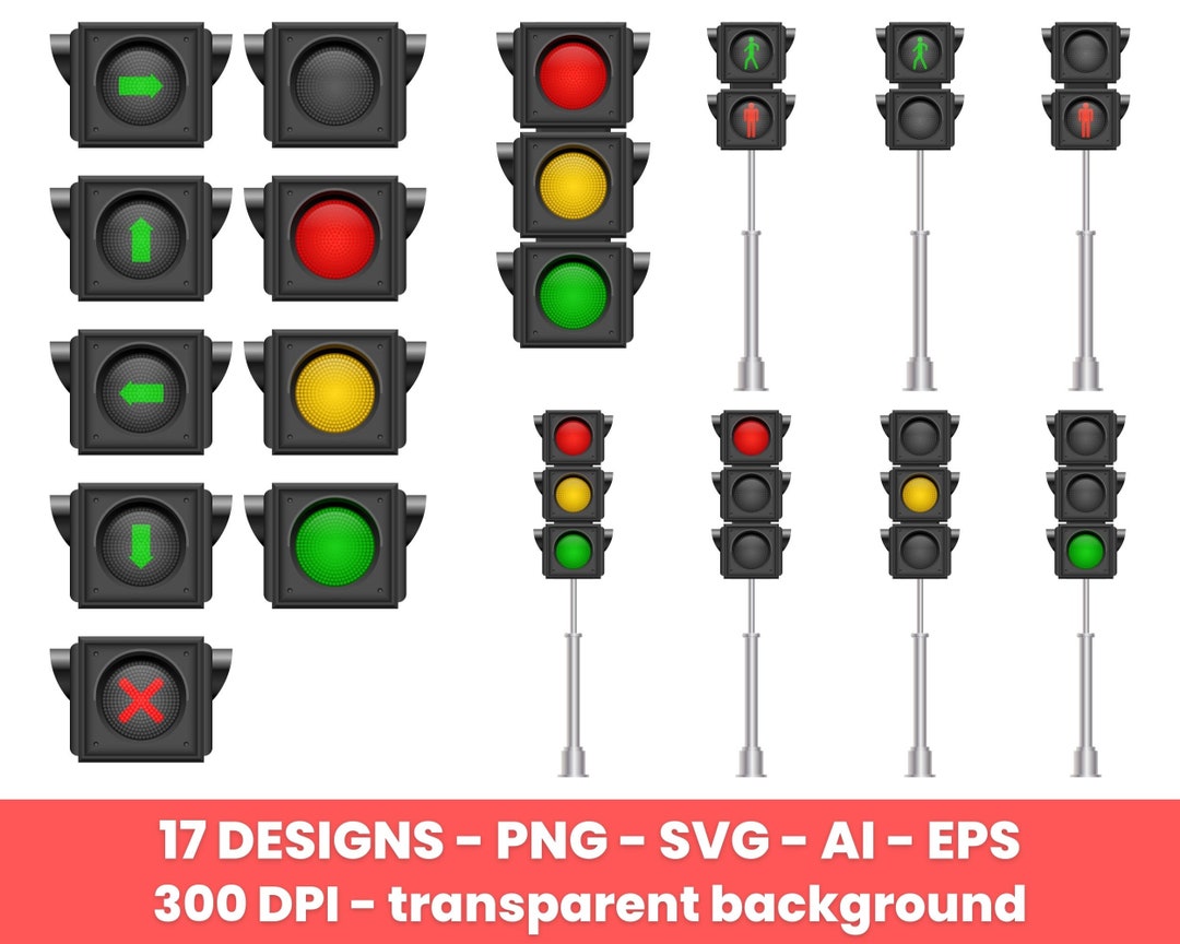 Traffic Lights Clipart Set. Digital Images or Vector Graphics for ...