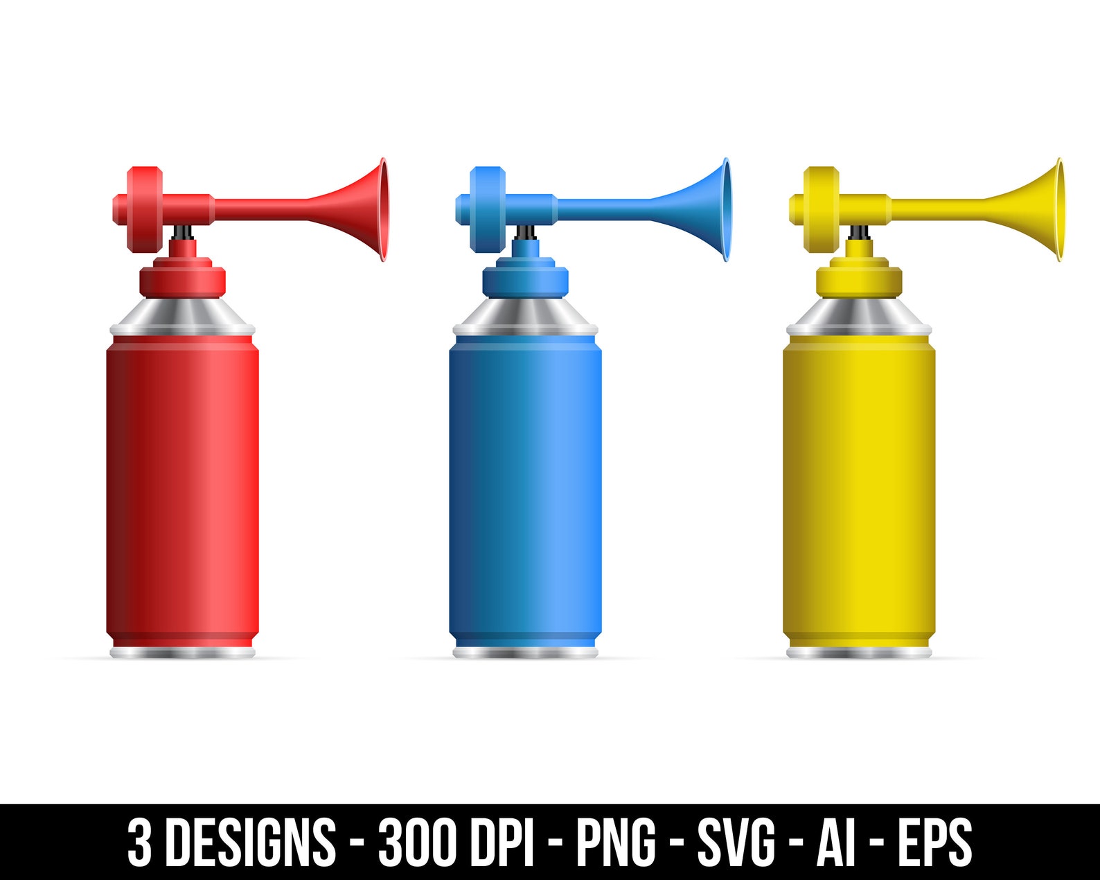 Air Horn Clipart Set. Digital Images or Vector Graphics for Commercial ...