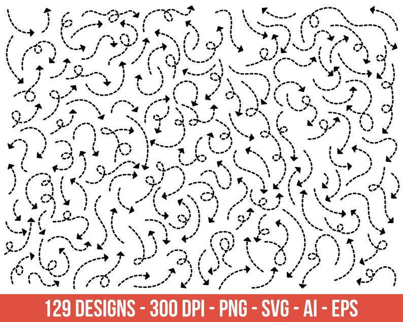 Dotted Hand Drawn Arrows Clipart Arrow Vector Clip Art Clip - Etsy