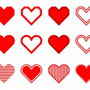 Beautiful Red Hearts Clipart Set, Heart Vector Graphics, Commercial Use ...