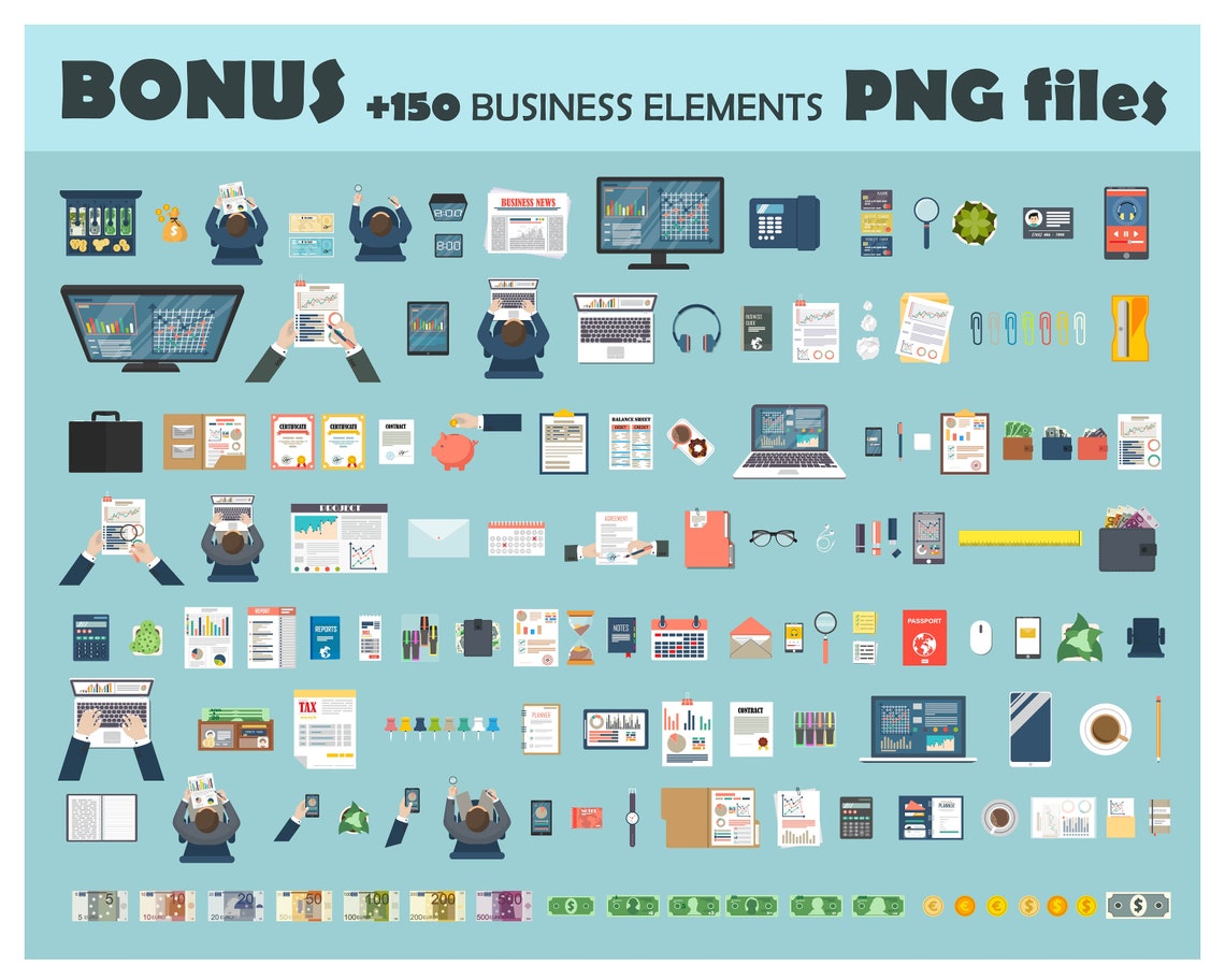 Man & Woman Character Package Clipart. People Businessman - Etsy