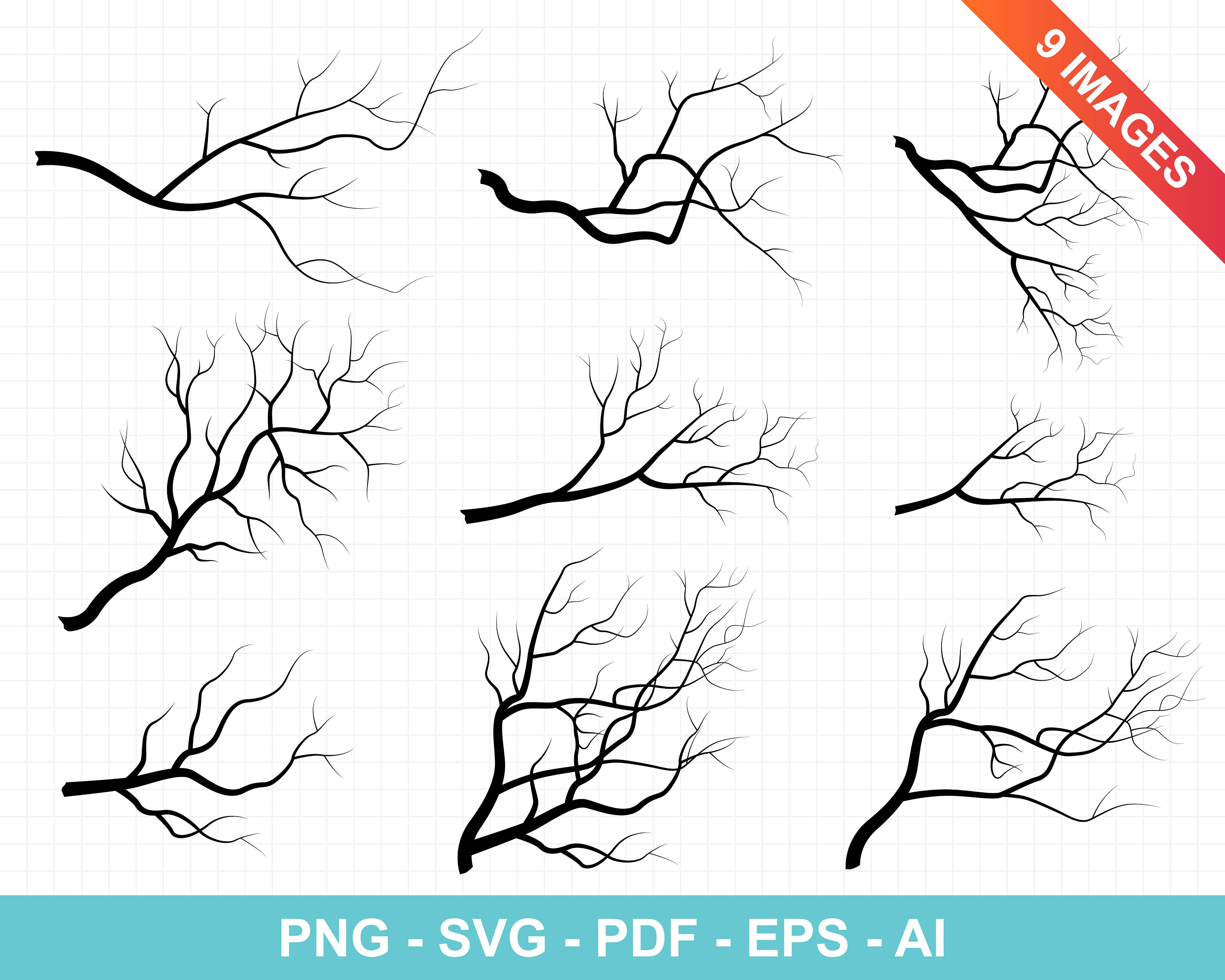 Tree Branch Clipart Set Vector Graphics Commercial Use - Etsy