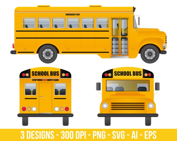 School Bus Clipart Set. Digital Images or Vector Graphics for - Etsy