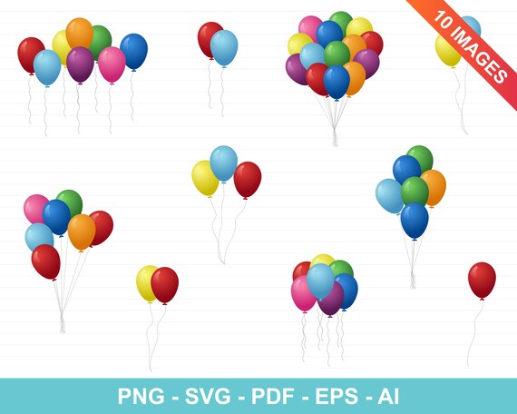 Birthday Balloons Clipart Set Balloons Vector Graphics - Etsy