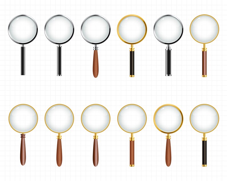 Realistic Magnifying Glass Clipart Set, Vector Graphics, Commercial Use ...