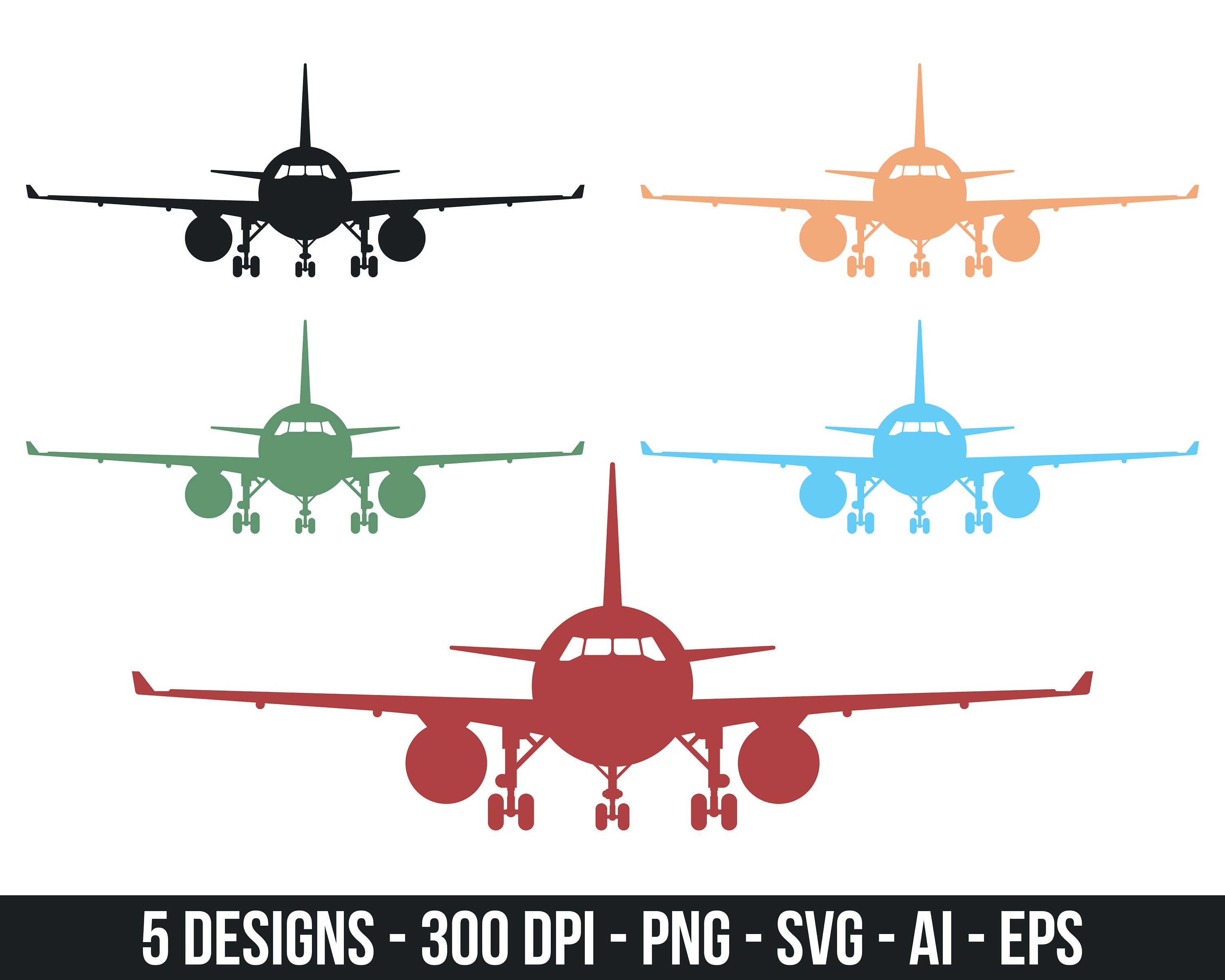 Airplane Clipart Set. Digital Images or Vector Graphics for Commercial ...