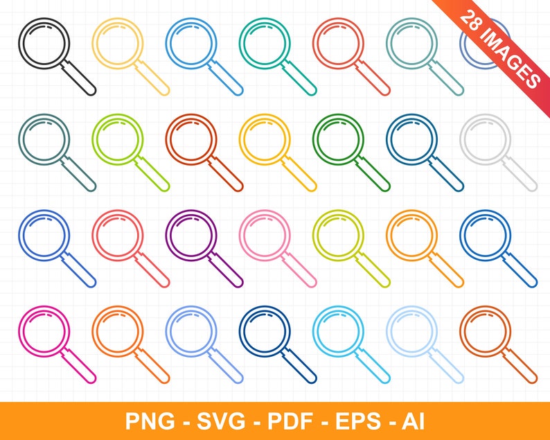Magnifying Glass Clipart Set, Vector Graphics, Commercial Use, Digital ...