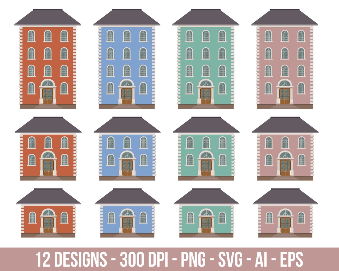 Building House Building Clipart Set. Digital Images or Vector Graphics ...