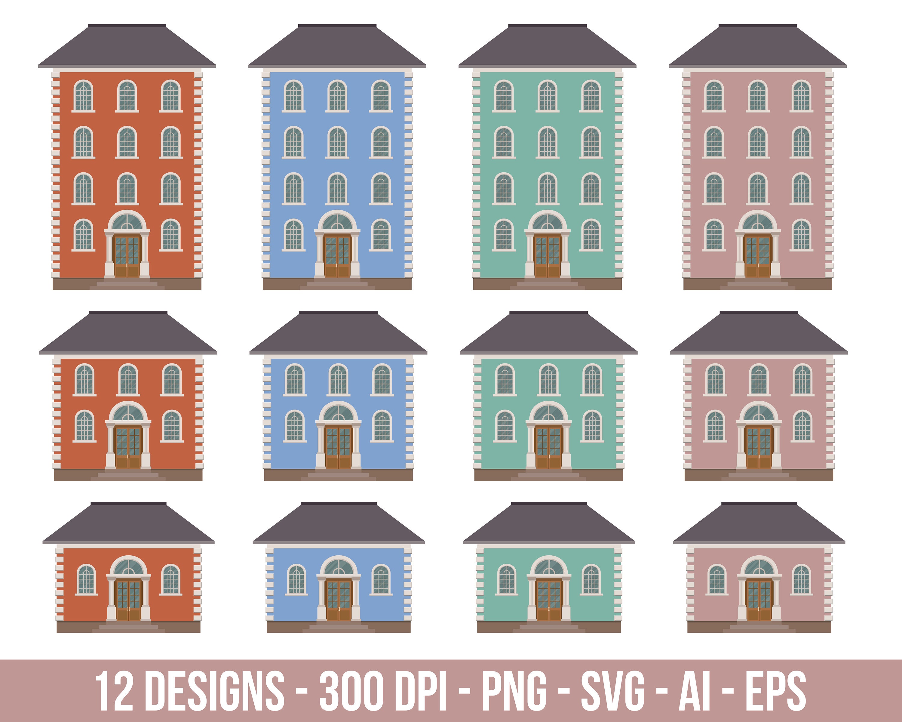 Building House Building Clipart Set. Digital Images or Vector Graphics ...