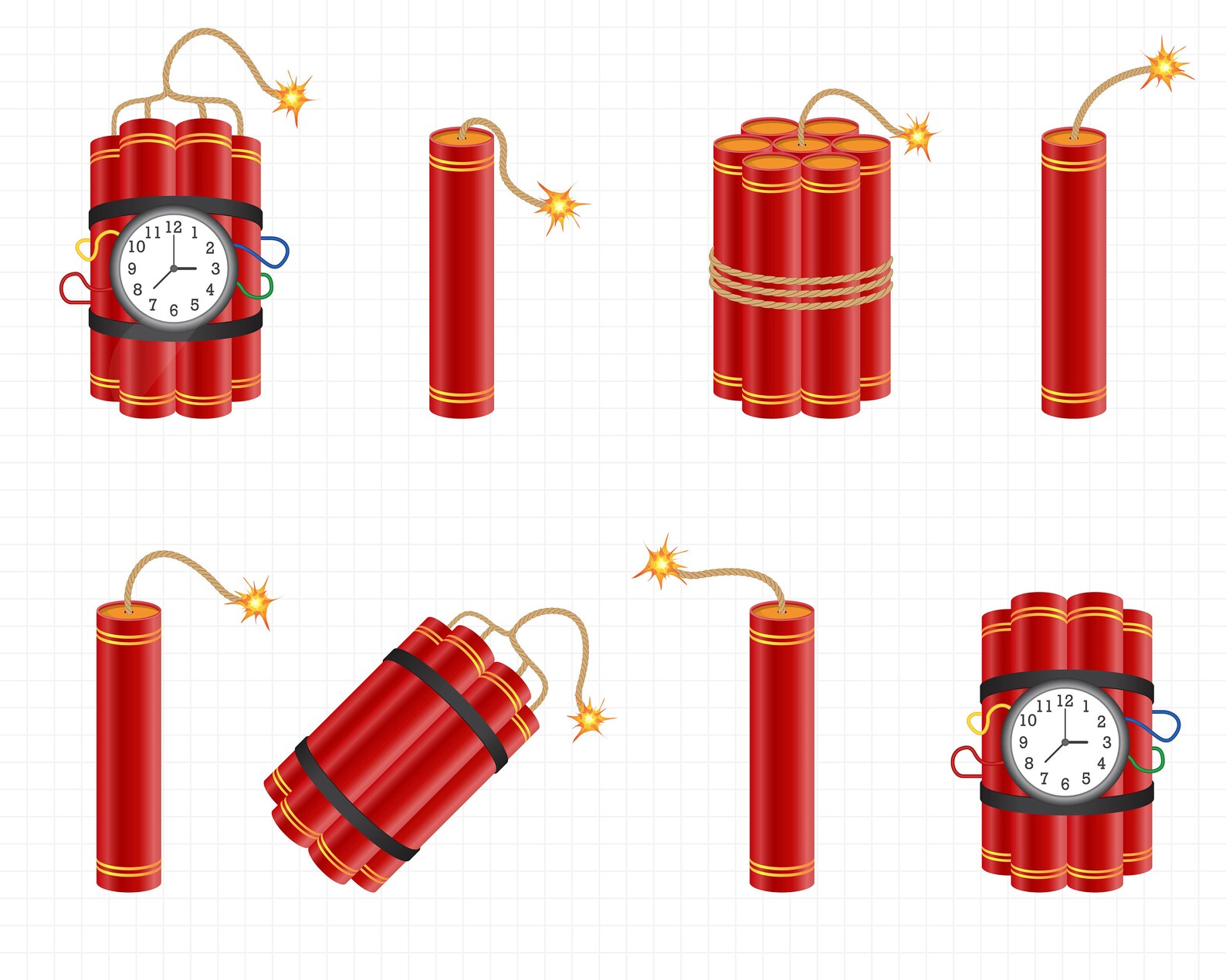 Dynamite With Burning Fuse Clipart Set Dynamite Vector - Etsy