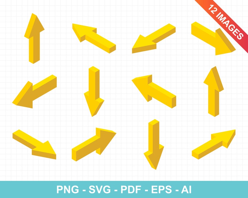 Isometric Arrows Set Clipart. Arrow, Isometric, Sign, Back, Down ...