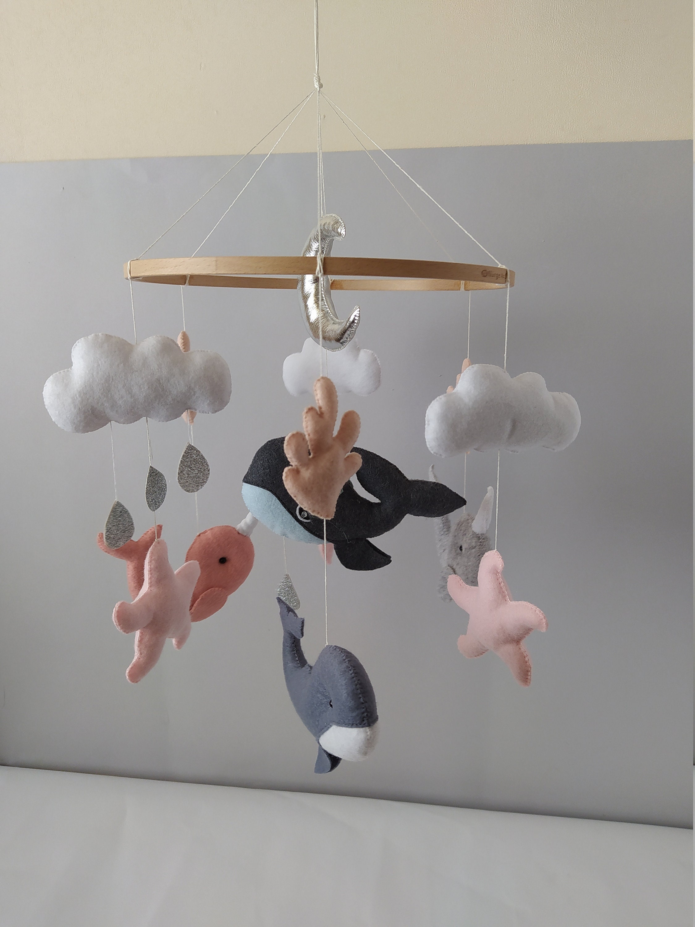 Whale Baby Mobile Nursery Girl Baby Crib Mobile Hanging Mobile | Etsy