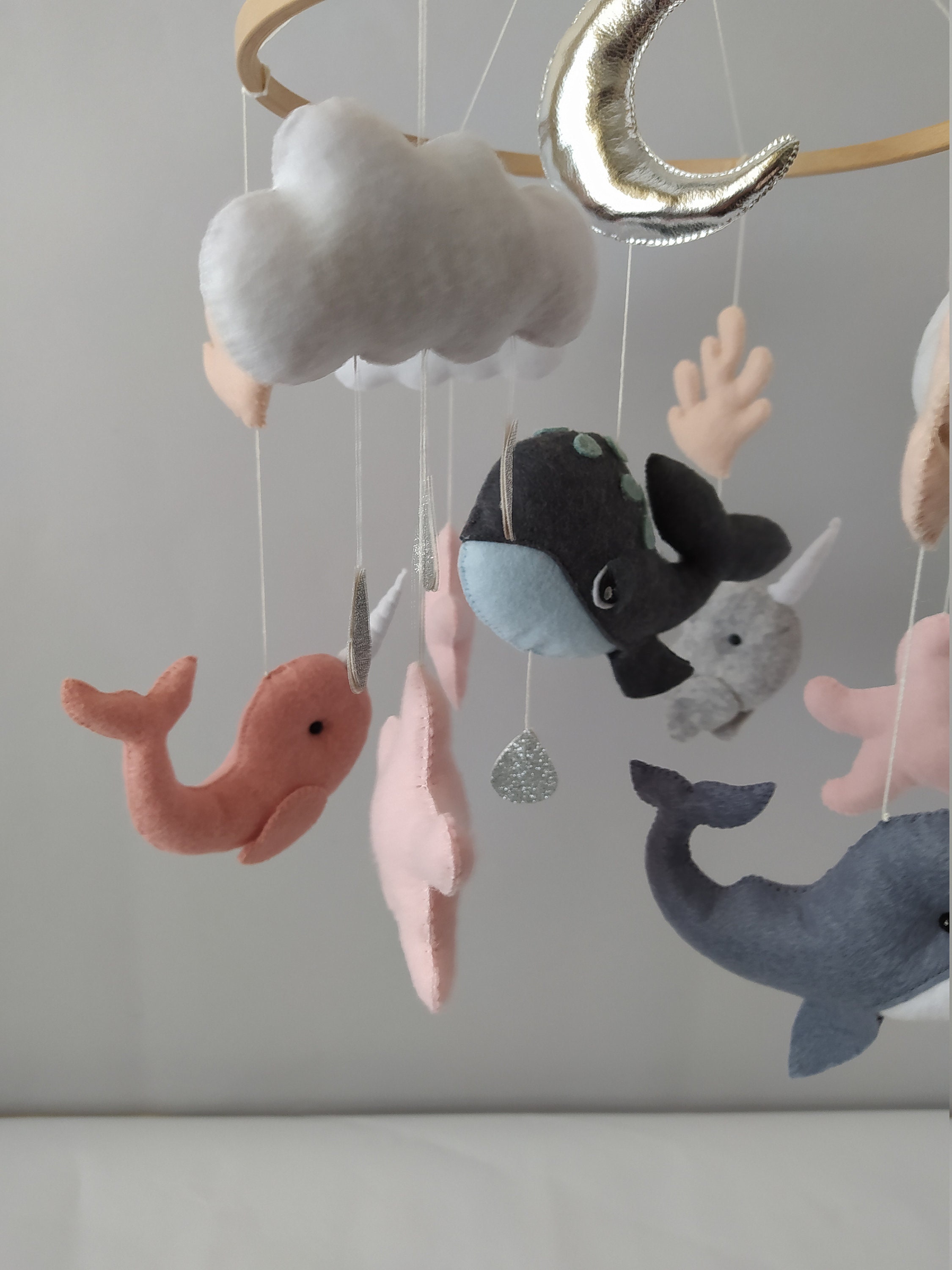 Whale Baby Mobile Nursery Girl Baby Crib Mobile Hanging Mobile | Etsy