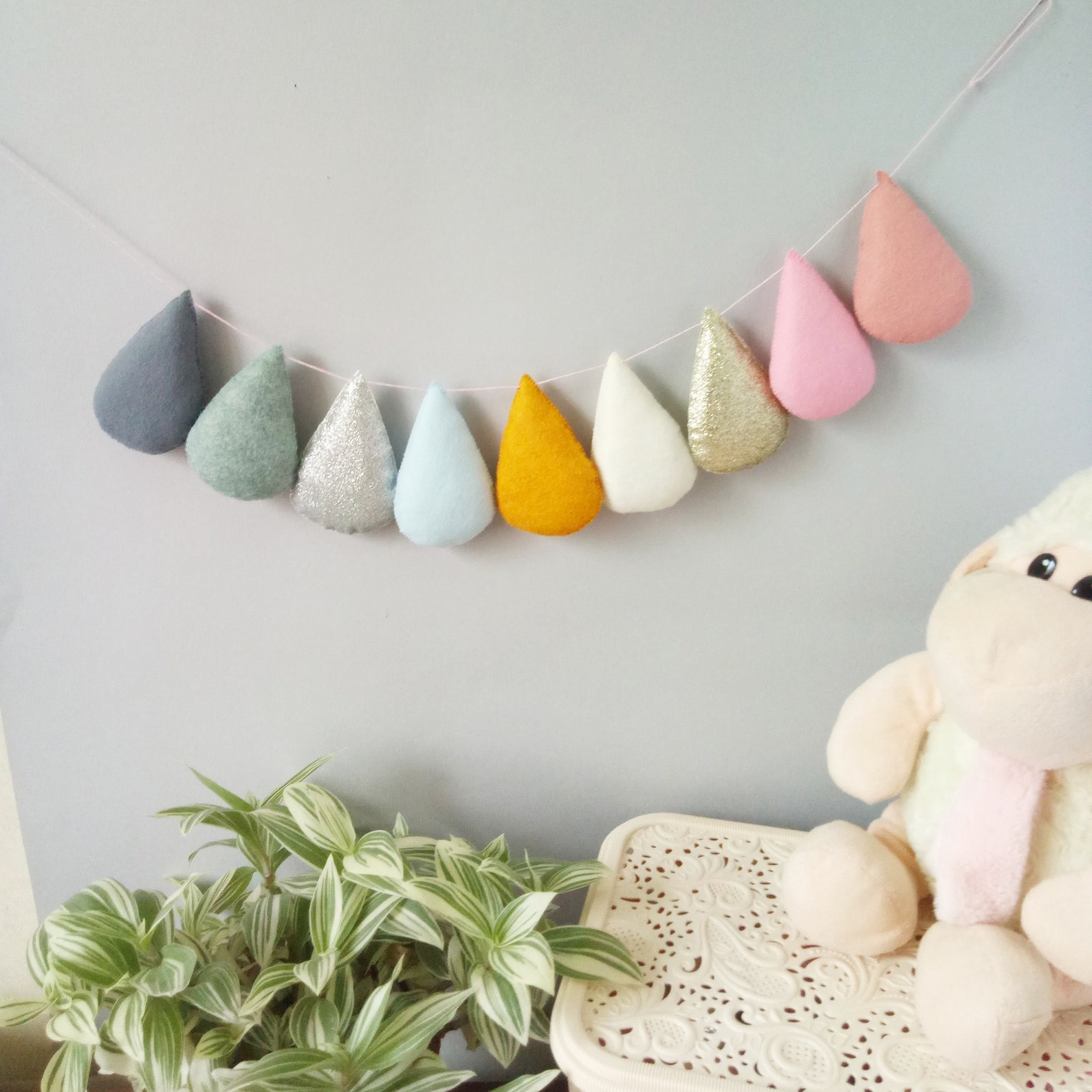 Felt Raindrop Garland, Nursery Decor, Baby Shower Gift - Etsy