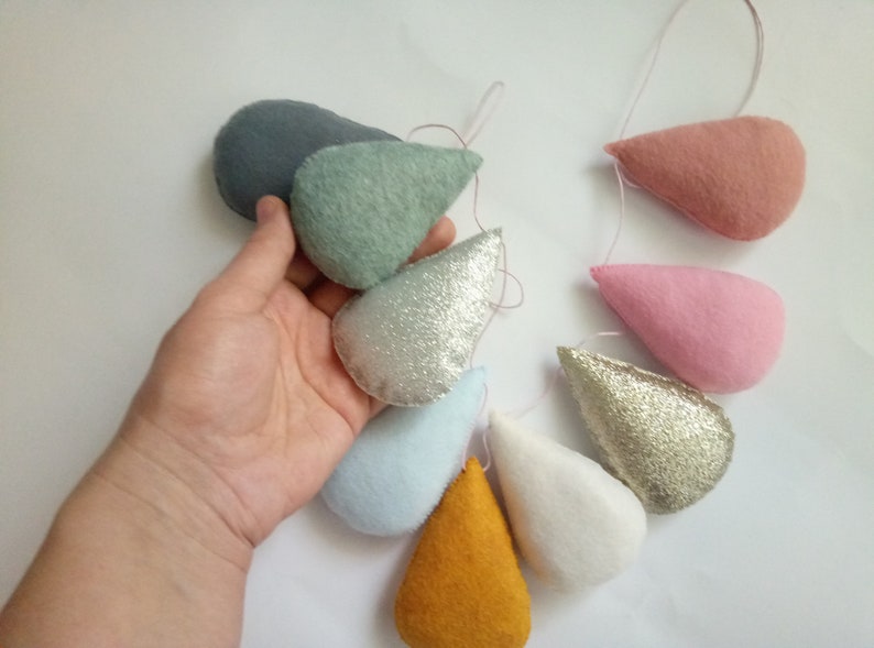 Felt Raindrop Garland, Nursery Decor, Baby Shower Gift - Etsy
