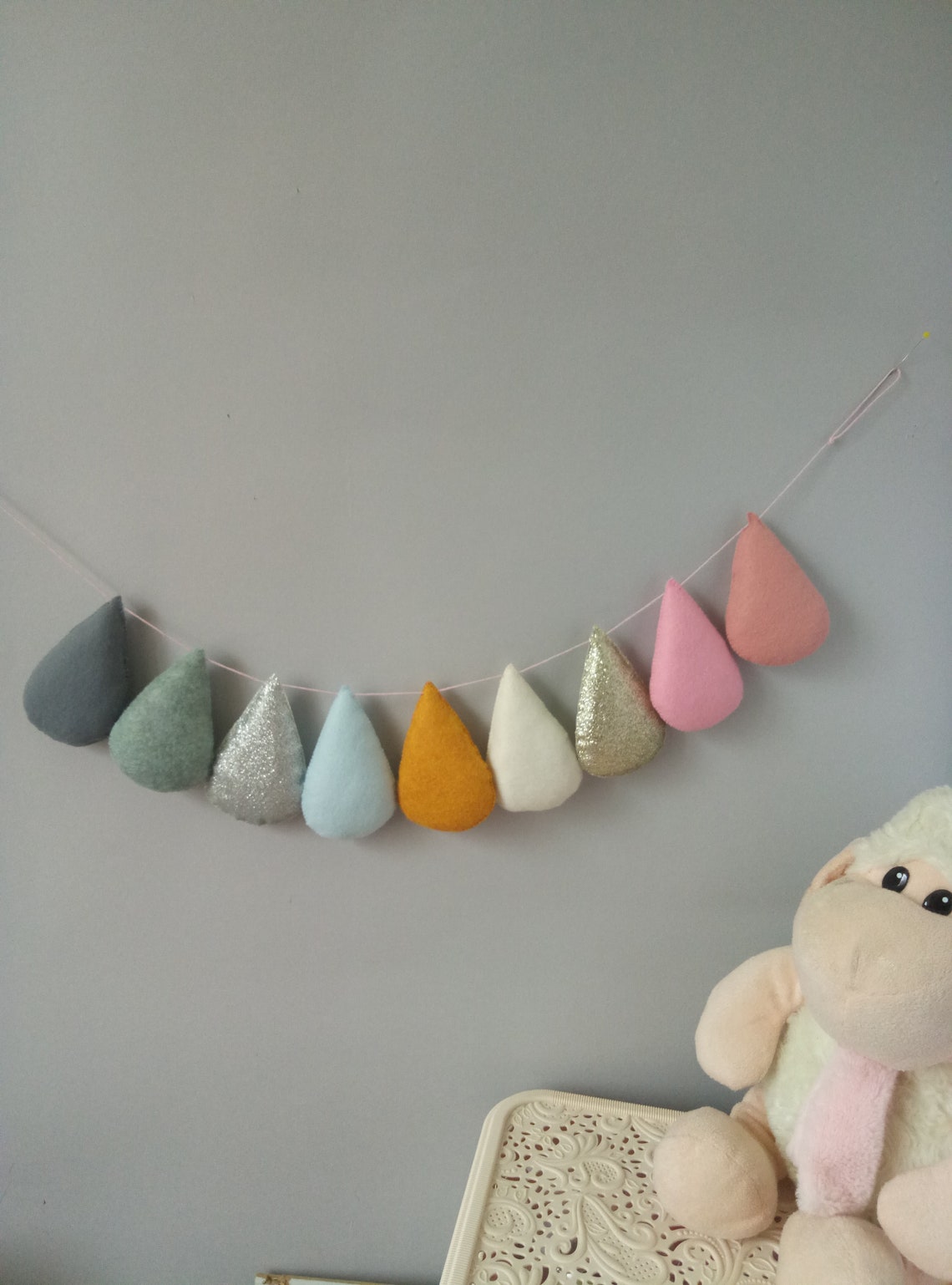 Felt Raindrop Garland, Nursery Decor, Baby Shower Gift - Etsy