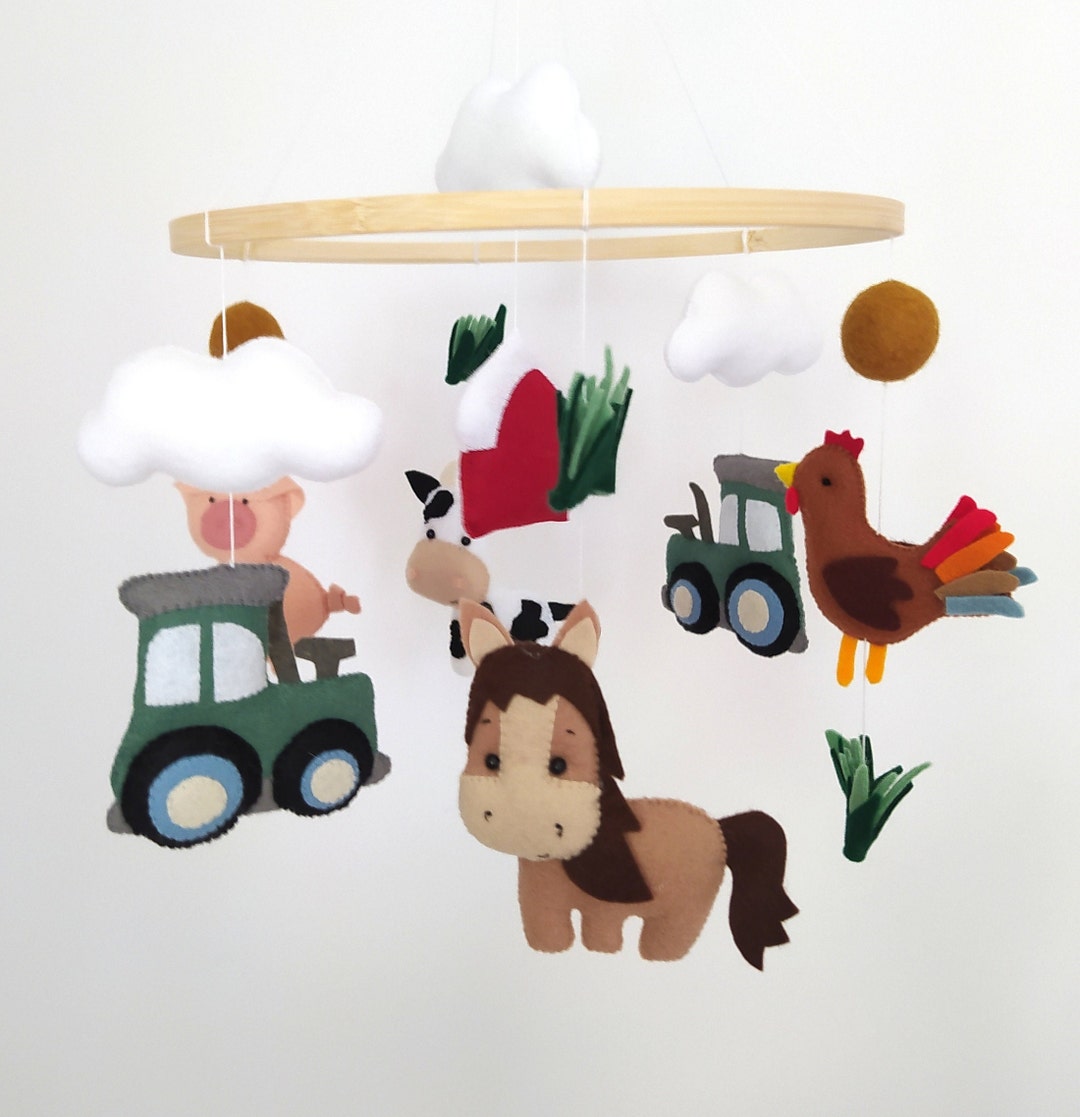 Farm Animal Baby Mobile: Felt Tractor Nursery Decor - Etsy