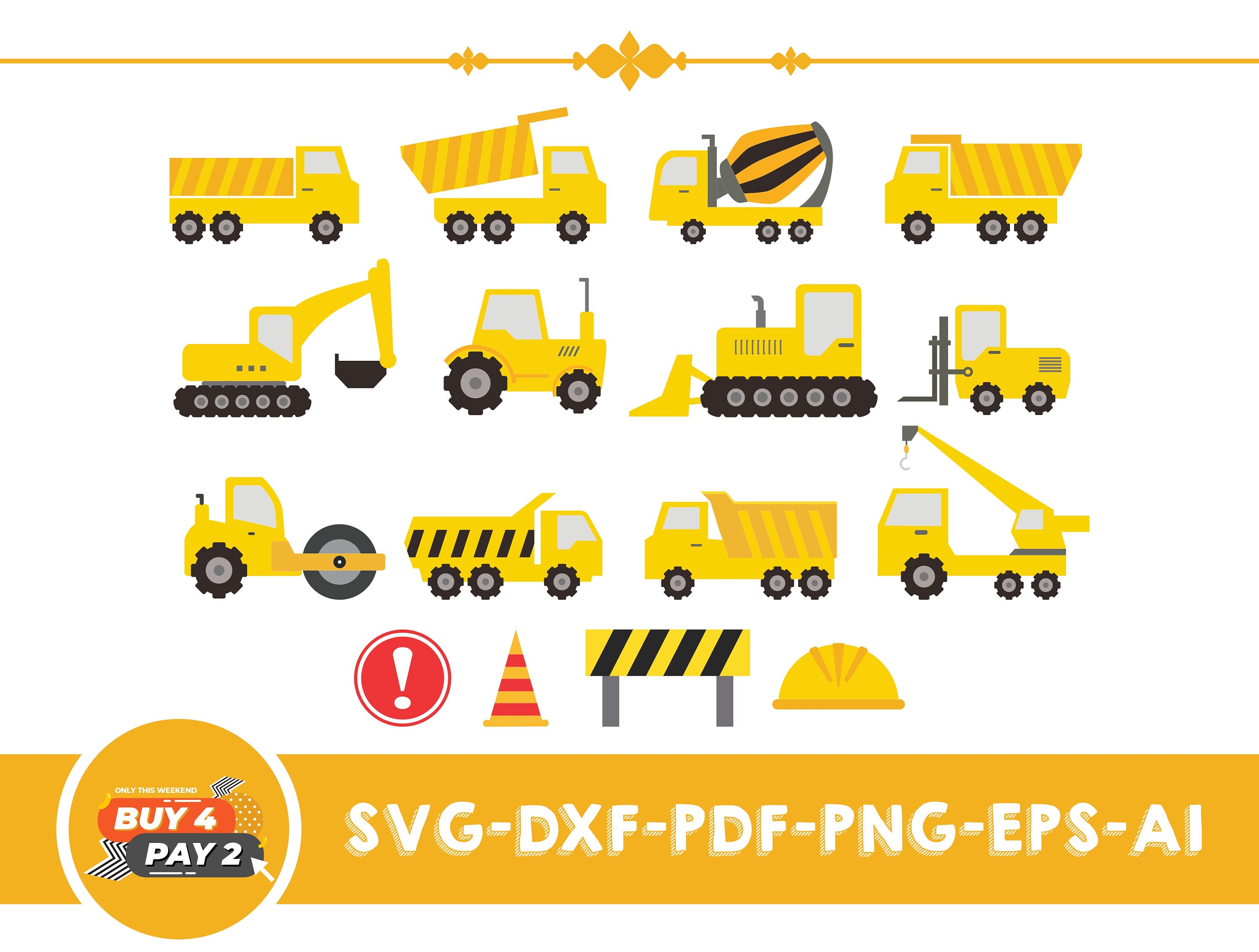 Construction SVG| Construction Bundle Svg| Truck Svg Clipart for Cricut ...