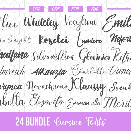 Cursive Font Svg Cursive Font Cricut Font Svg Bundle | Etsy