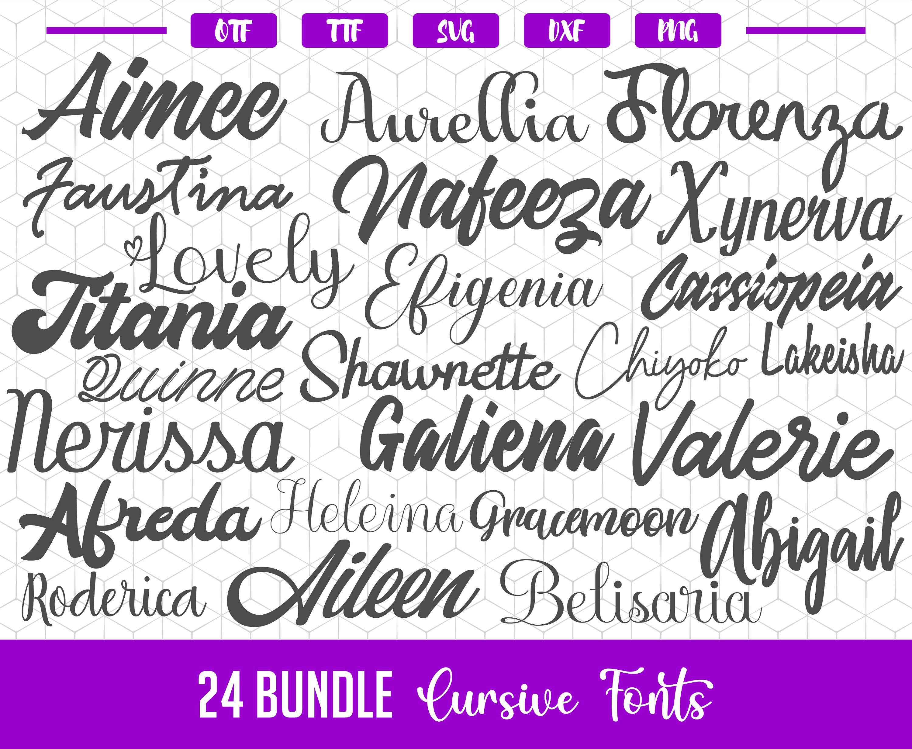 Cursive fonts for Cricut Fonts svg bundle Silhouette Cursive | Etsy