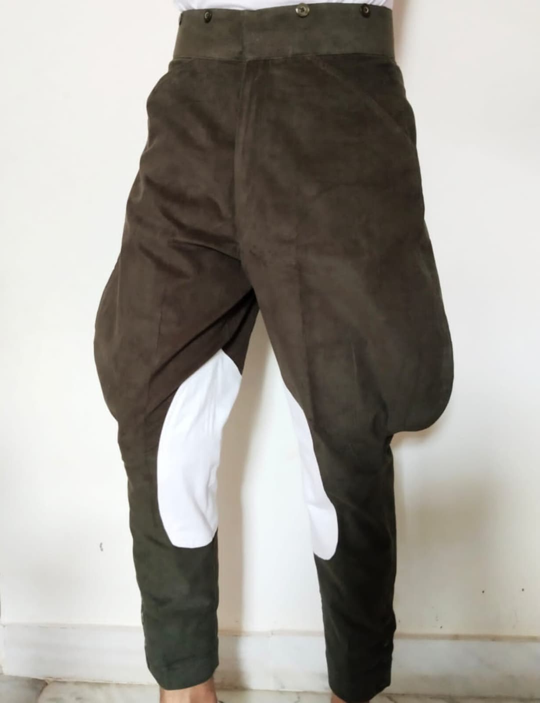 Vintage 1930s 1940s Jodhpurs Green Corduroy Riding Breeches High ...