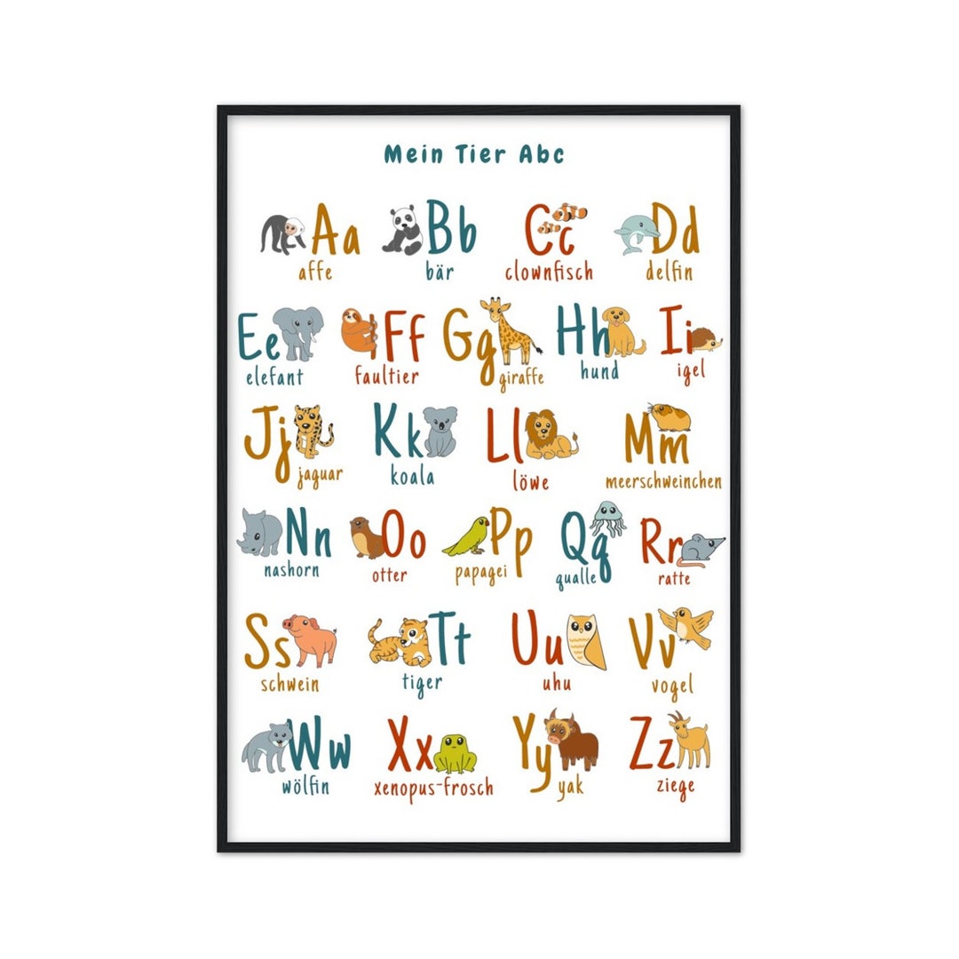 Alphabet Poster Animal ABC Letters Children's Room Kindergarten ...