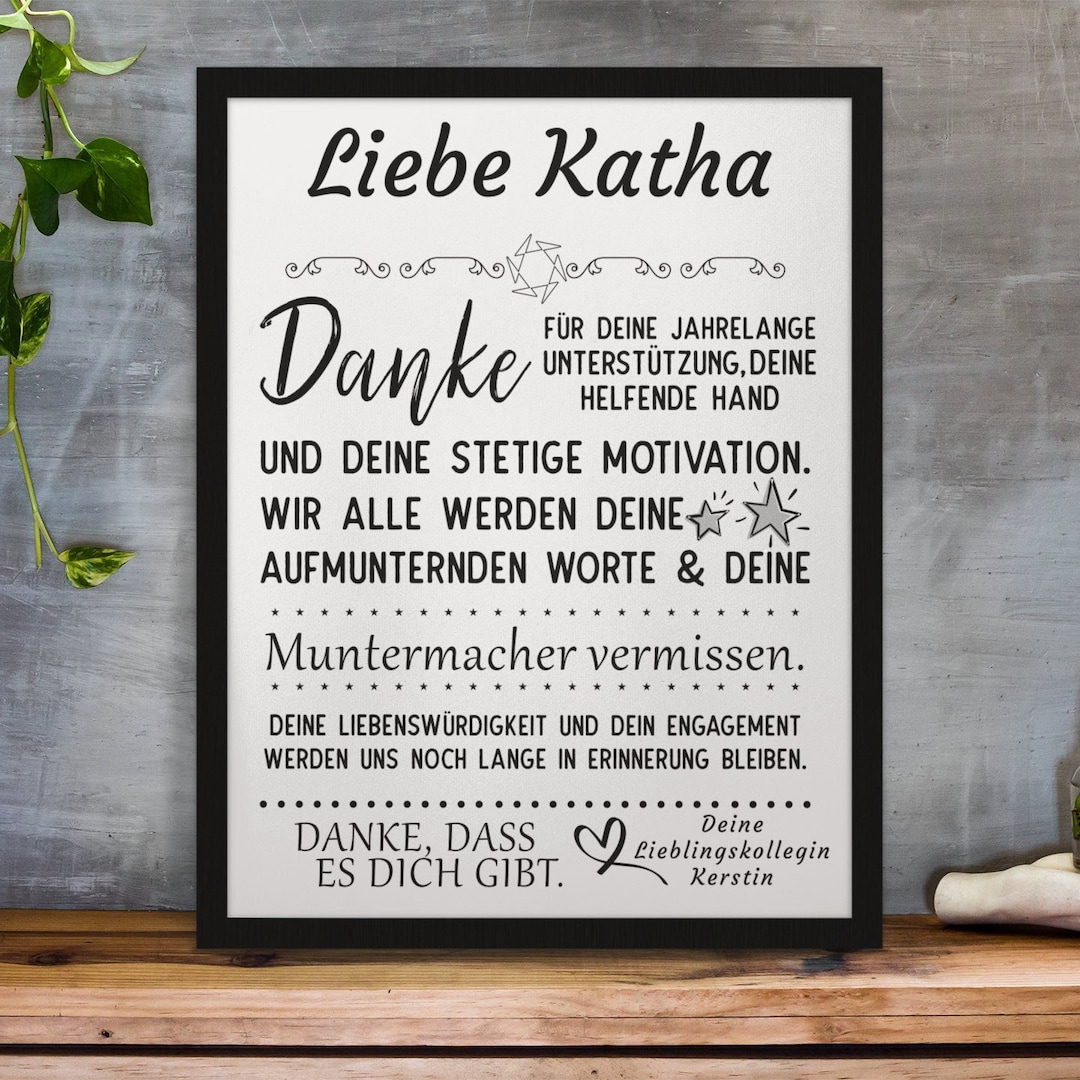 Geschenk Abschied Kollegin Dankeschön Personalisiert Poster Danke ...