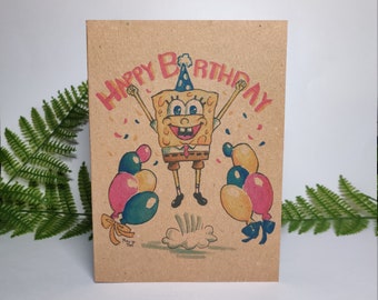 Spongebob Card | Etsy