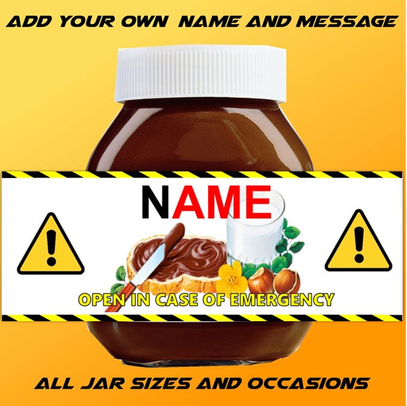 CUSTOM NUTELLA LABELS Personalise With Name and Message | Etsy UK