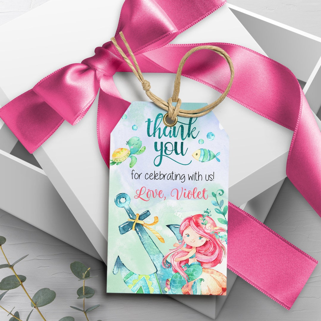 Under the Sea Mermaid Birthday Favor Tag, Gift Tag, Printable Birthday ...