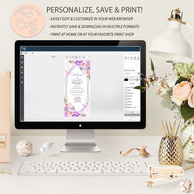 EDITABLE Program Template Elegant Pink & Purple Floral - Etsy