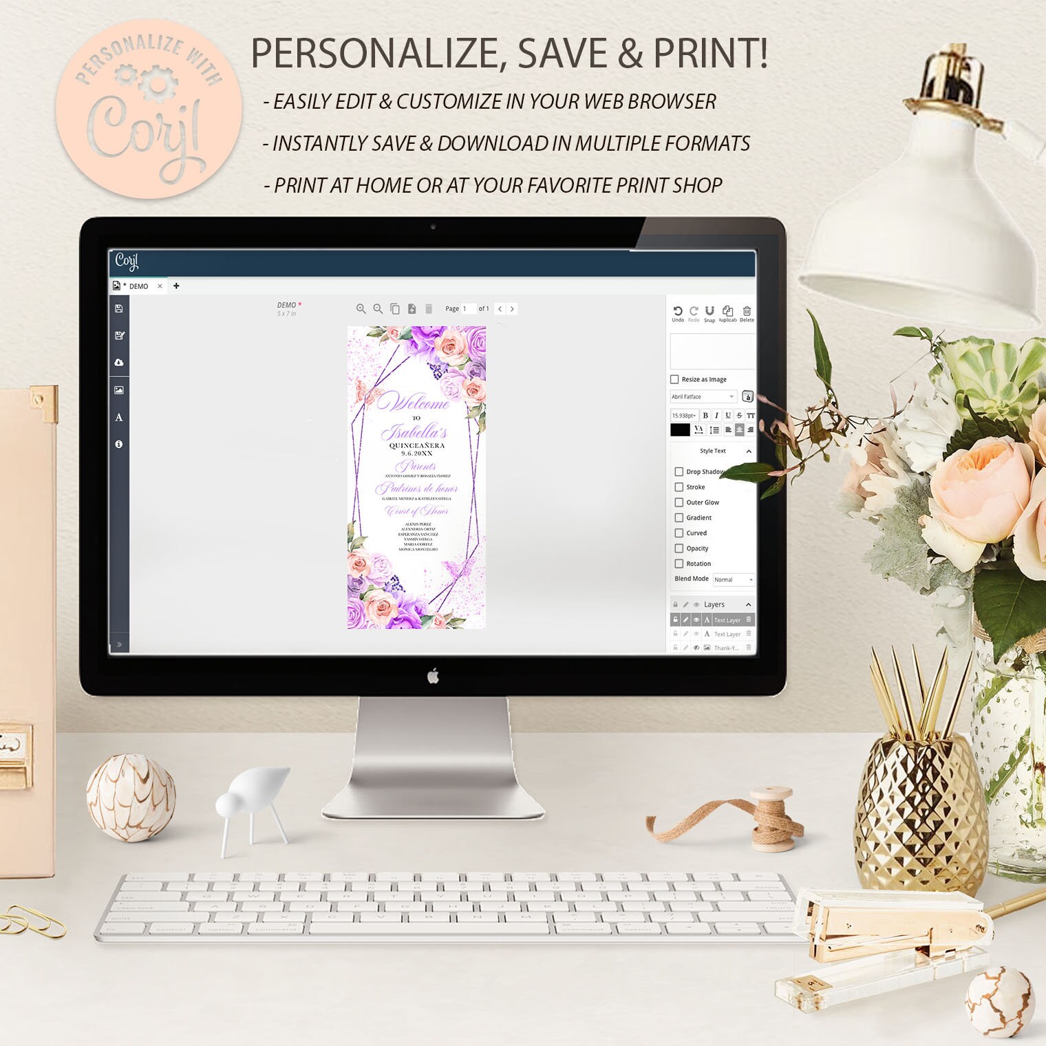 EDITABLE Program Template Elegant Pink & Purple Floral - Etsy
