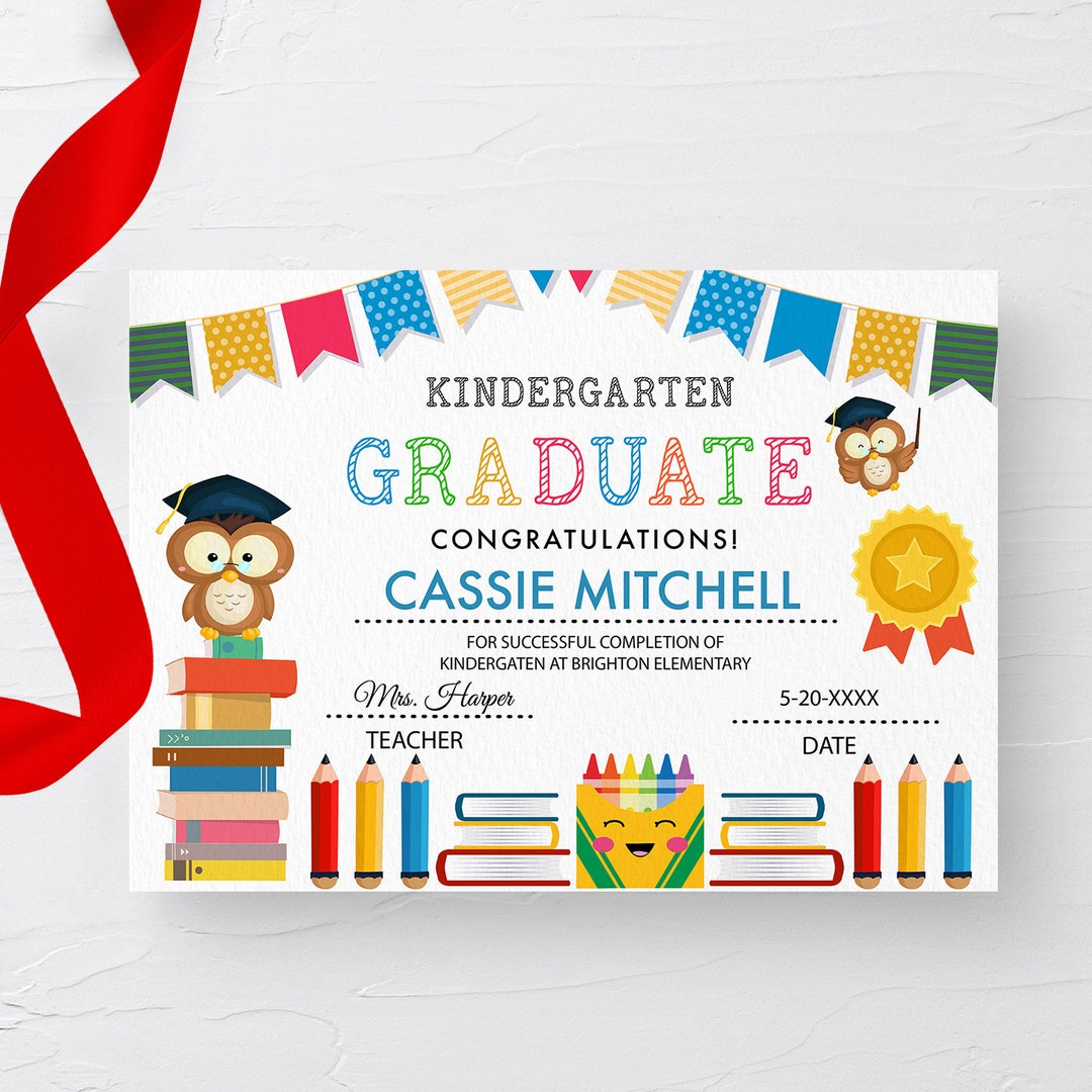EDITABLE Kindergarten Graduation Certificate, Diploma, Preschool ...
