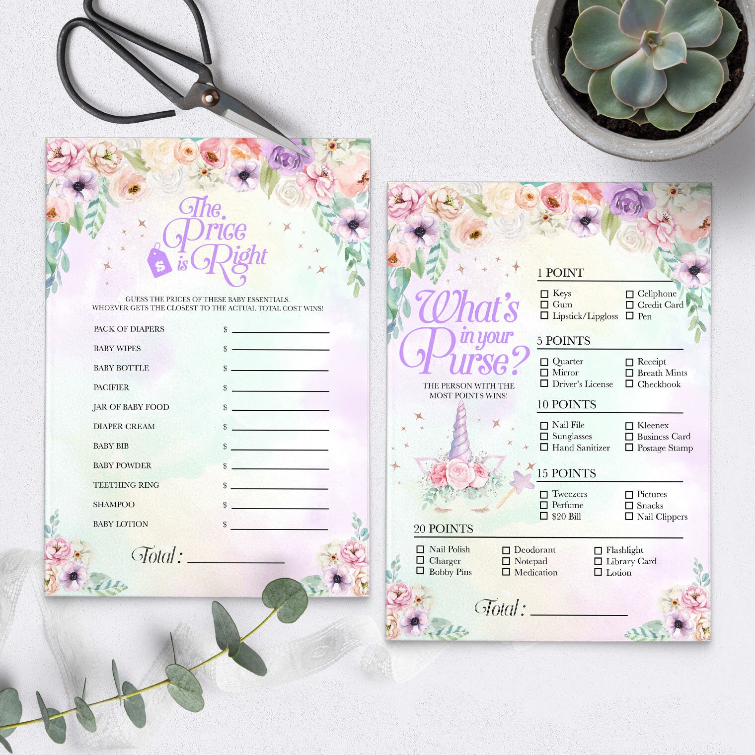 Pastel Rainbow Unicorn Baby Shower Game Bundle (digital Download) - Etsy