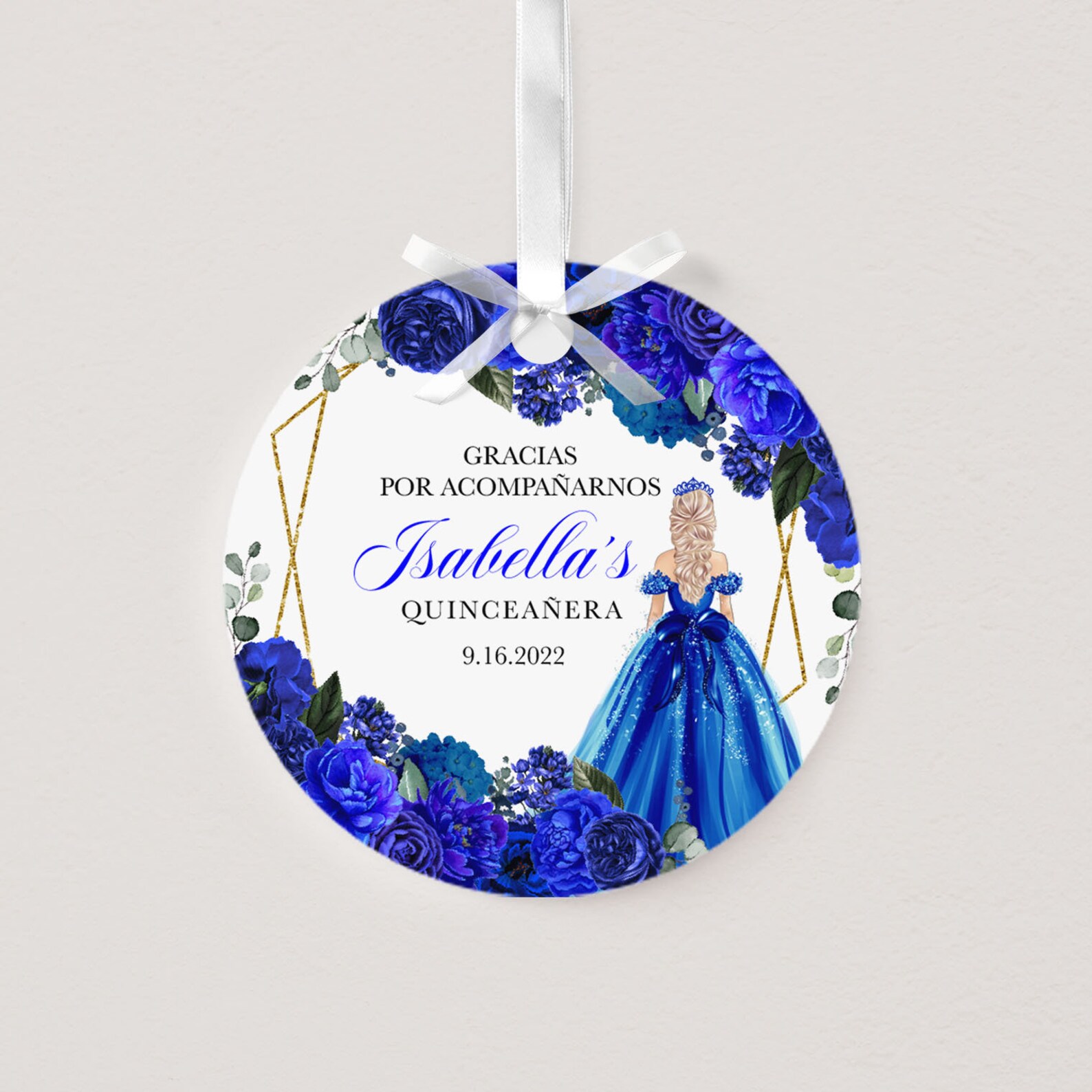 EDITABLE Favor Tag Label Elegant Royal Blue Floral | Etsy