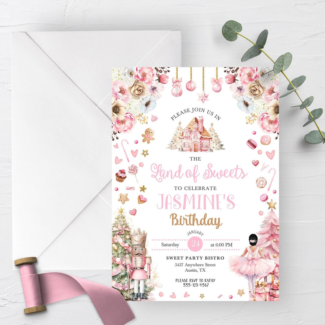EDITABLE Invitation, Land of Sweets Birthday Invitation, Sugar Plum ...