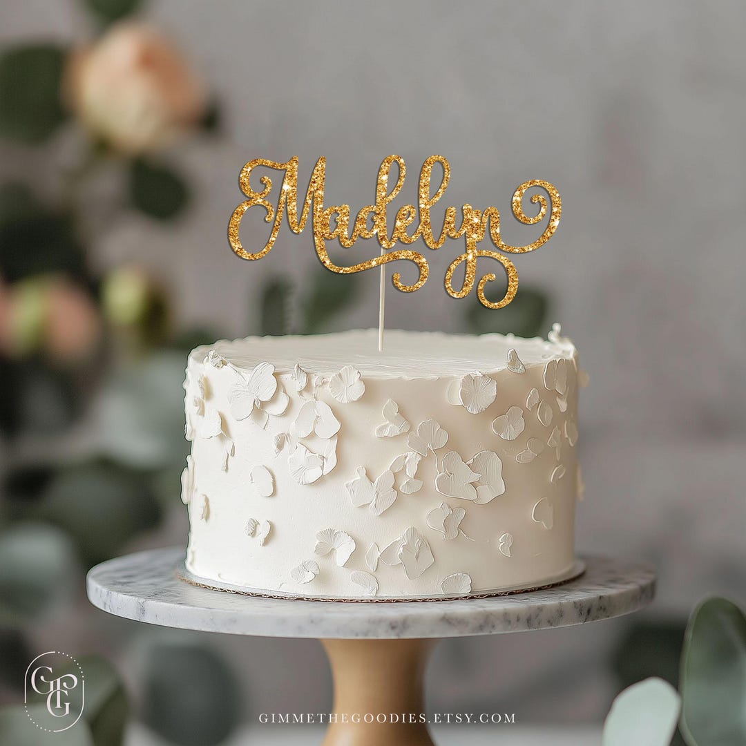 Personalized Glitter Name Cake Topper, Custom Name, Party Decor, - Etsy
