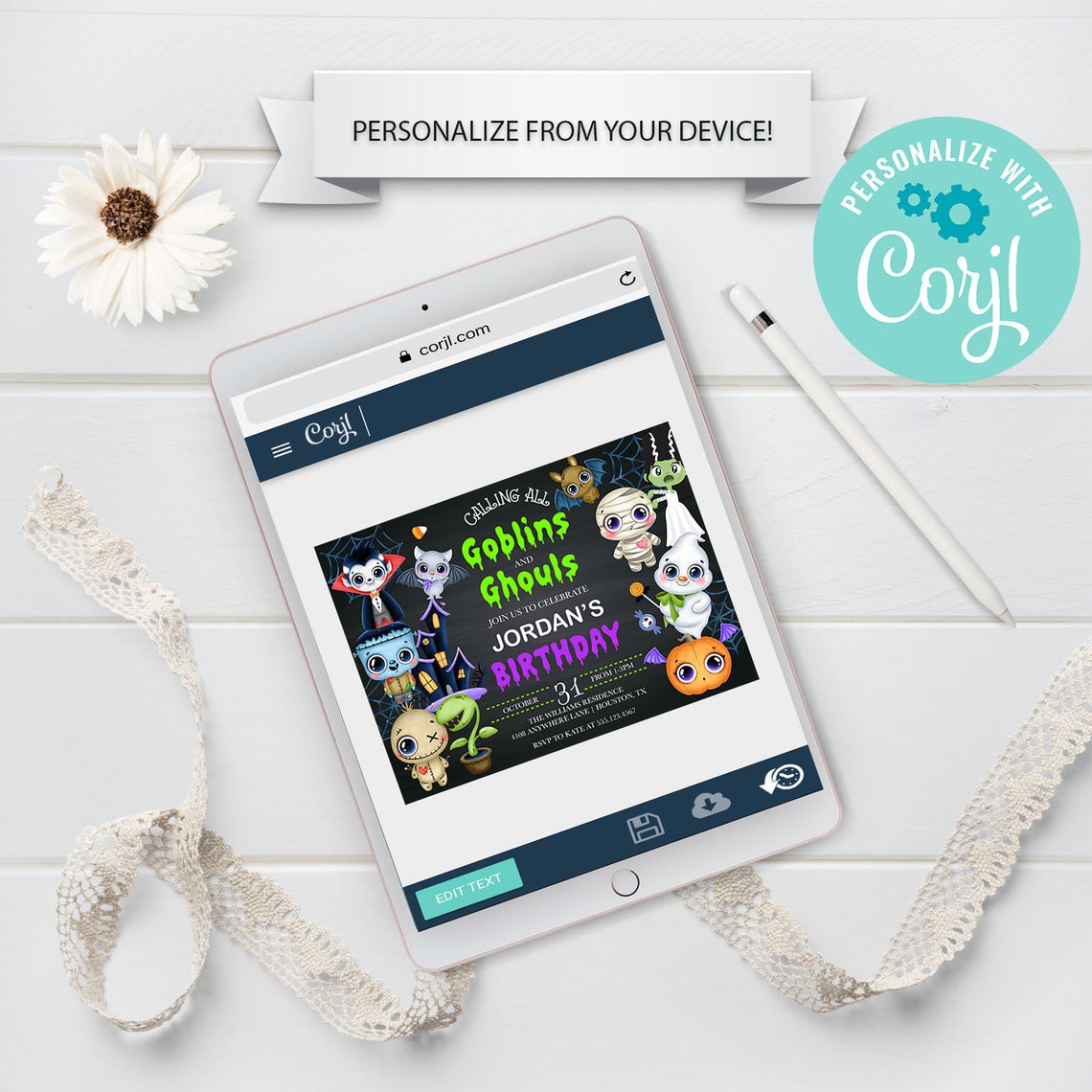 EDITABLE Invitation Goblins and Ghouls Halloween Birthday | Etsy