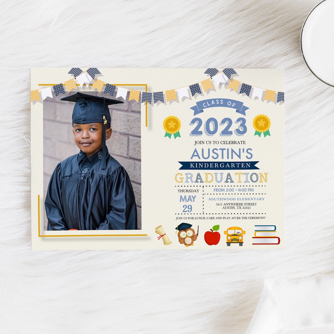 EDITABLE Invitation, Kids Graduation Photo Invitation, Graduation ...