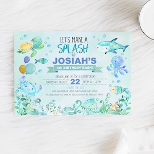 EDITABLE Invitation, Splash Birthday Invitation, Birthday Invite ...