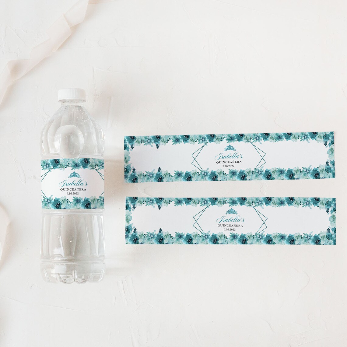 EDITABLE Labels Elegant Teal Turquoise Floral Quinceanera - Etsy