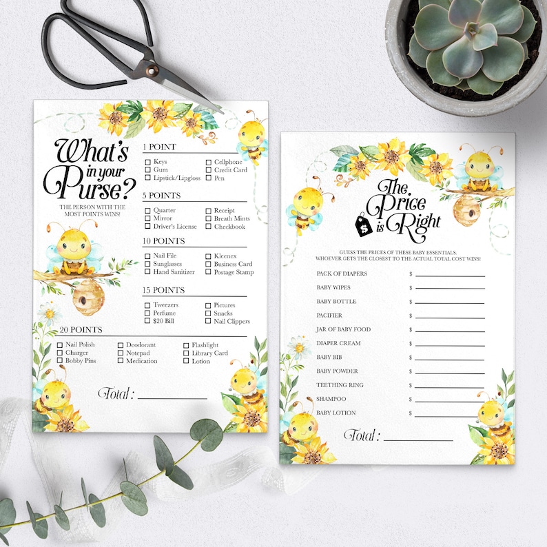 Bee Baby Shower Game Bundle Bumble Bee Baby Shower Games - Etsy